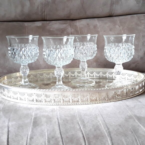 Indiana Glass | Dining | Diamond Point Wine Glasses Set Of 4 Indiana ...